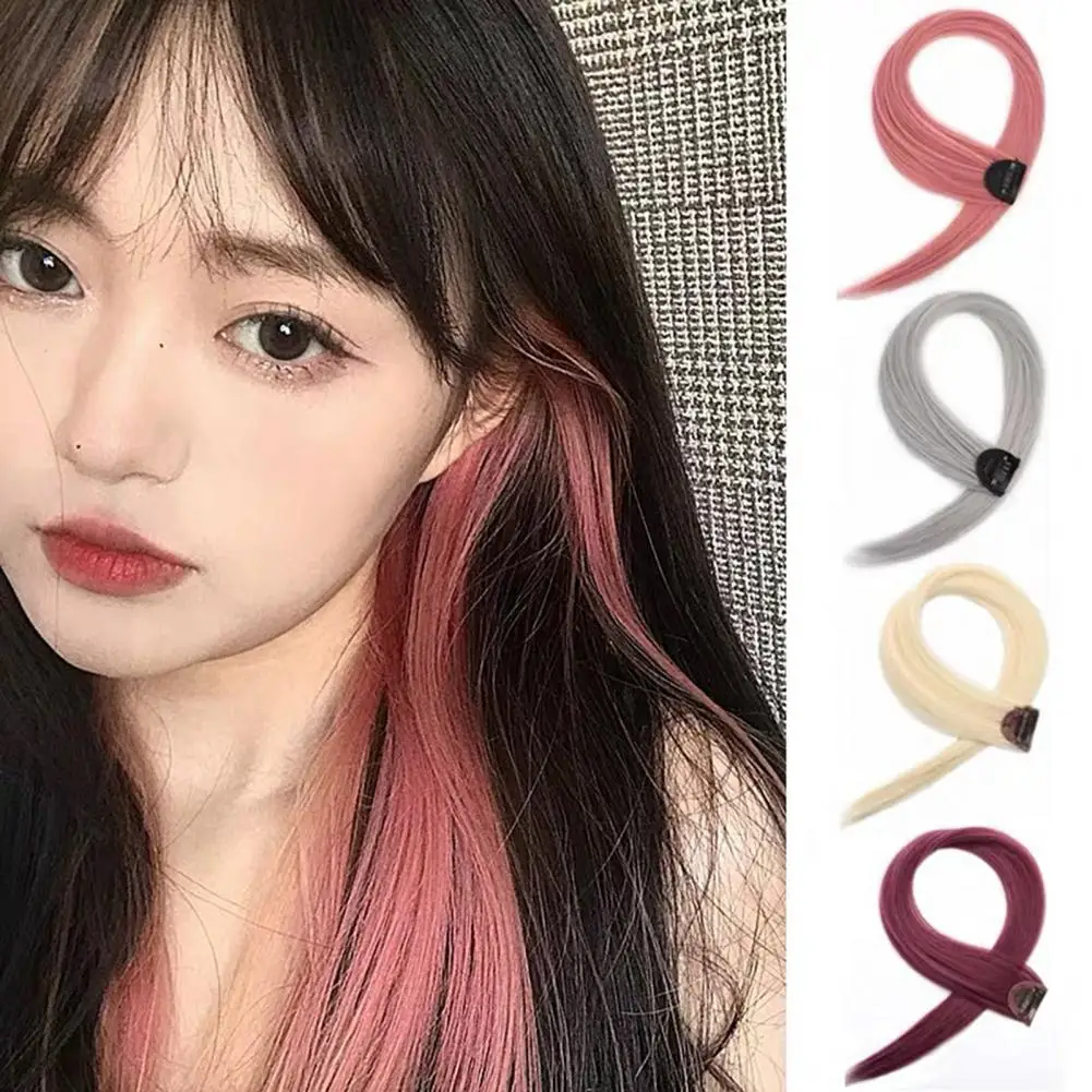 Synthetic-Hair-Extensions-Colored-Rainbow-Highlight-Clip-In-Hairpieces ...