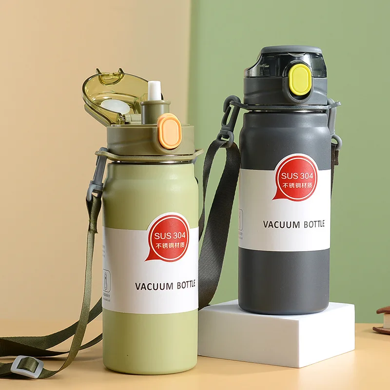 Termo portátil de acero inoxidable 800 con pajita, botella de agua ...
