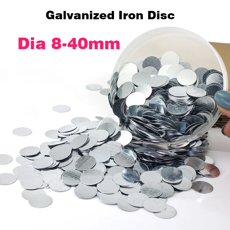 100Pcs Galvanized Iron Disc Dia 8-40mm Round Iron Sheet Ultra-thin ...