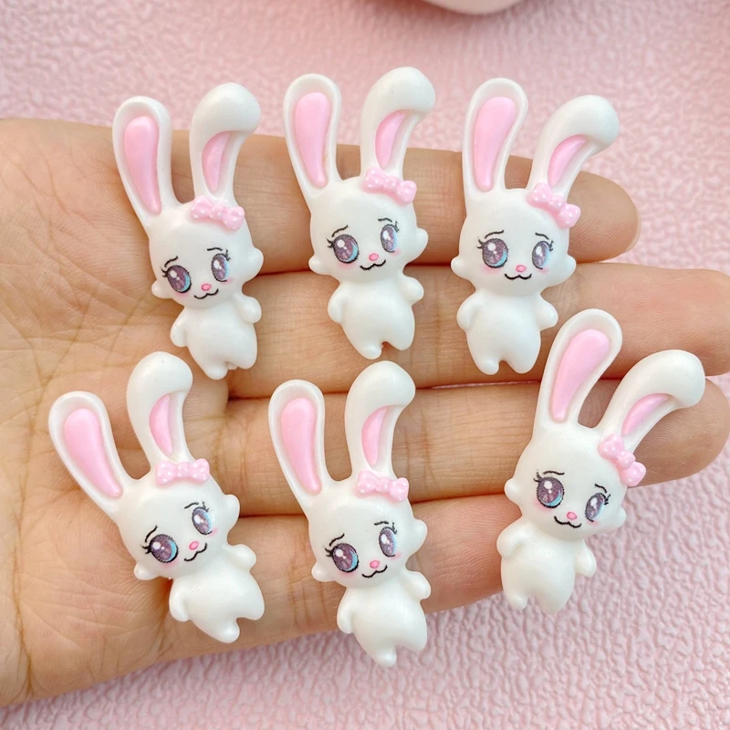10Pcs-New-Cute-Cartoon-White-Rabbit-Series-Flat-Back-Ornament-Jewelry ...
