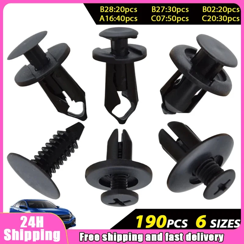 190 Uds Clips de sujeción automáticos universales remaches de plástico ...