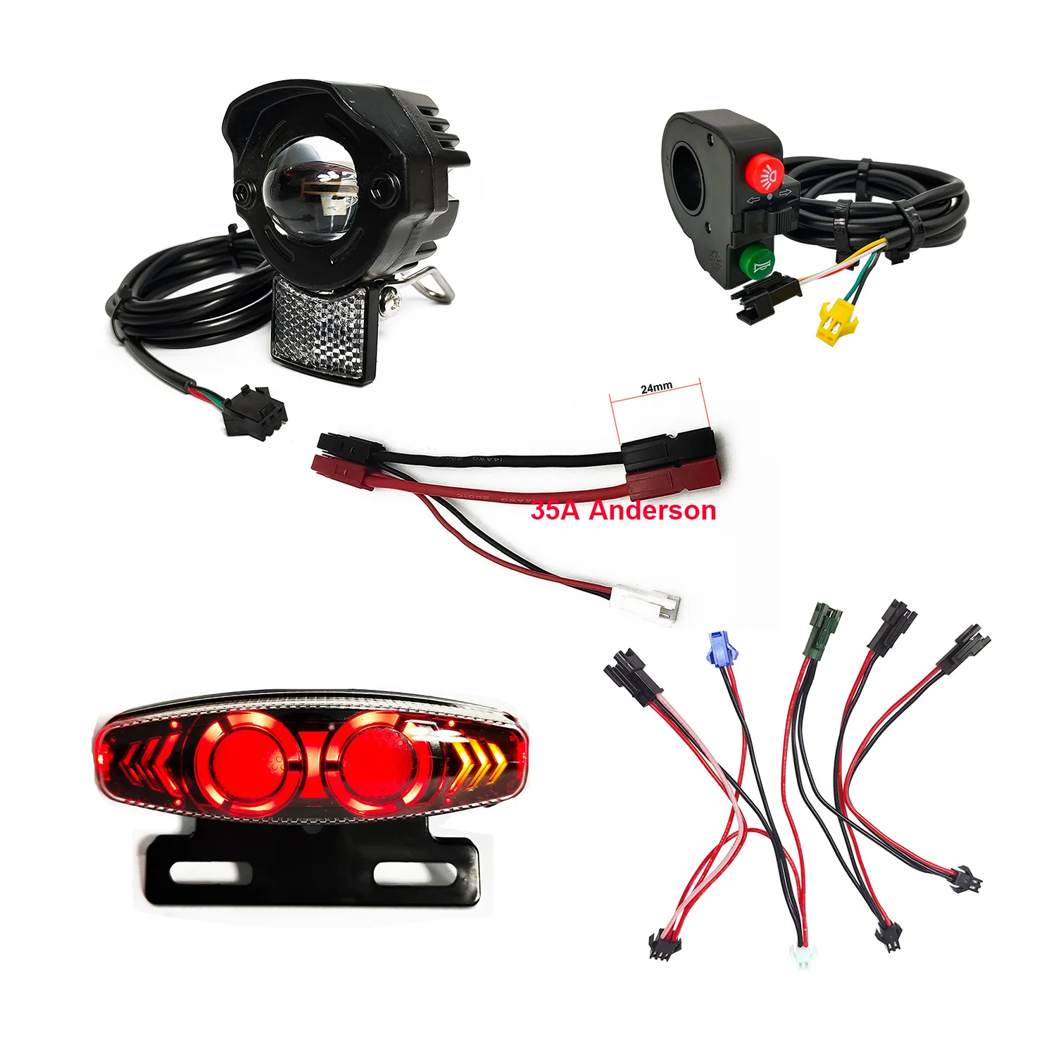 Electric-Bicycle-Headlight-With-Horn-Ebike-Tail-Light-And-Turn-Light ...