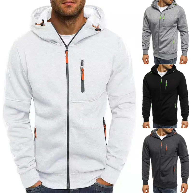 Men's Hoodies Sweatshirts Spring Autumn Casual Solid Zip Up Hoodie ...