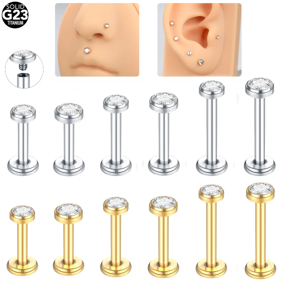 1Pc-G23-Titanium-Labret-Piercing-CZ-Crystal-Nose-Lip-Stud-Internally ...