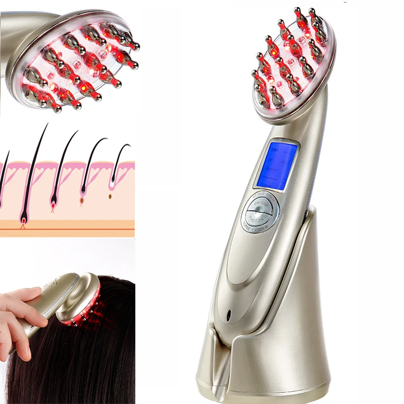 RF Laser Hair Growth Massager Comb Anti Hair Loss Therapy Infrared Red ...