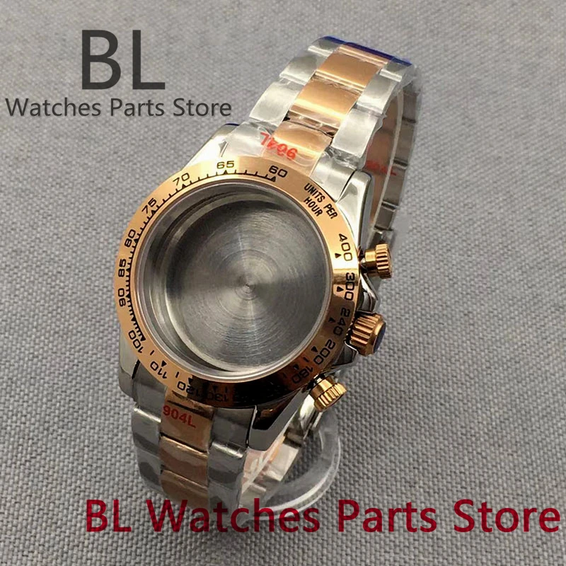 BLIGER 39mm Two-tone Rose Gold Watch Case Sapphire GlassFor VK63 ...