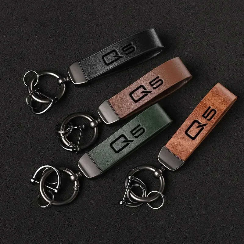 For Audi Q5 8r Car Accessories Fashion Luxury Genuine Leather Keychain ...