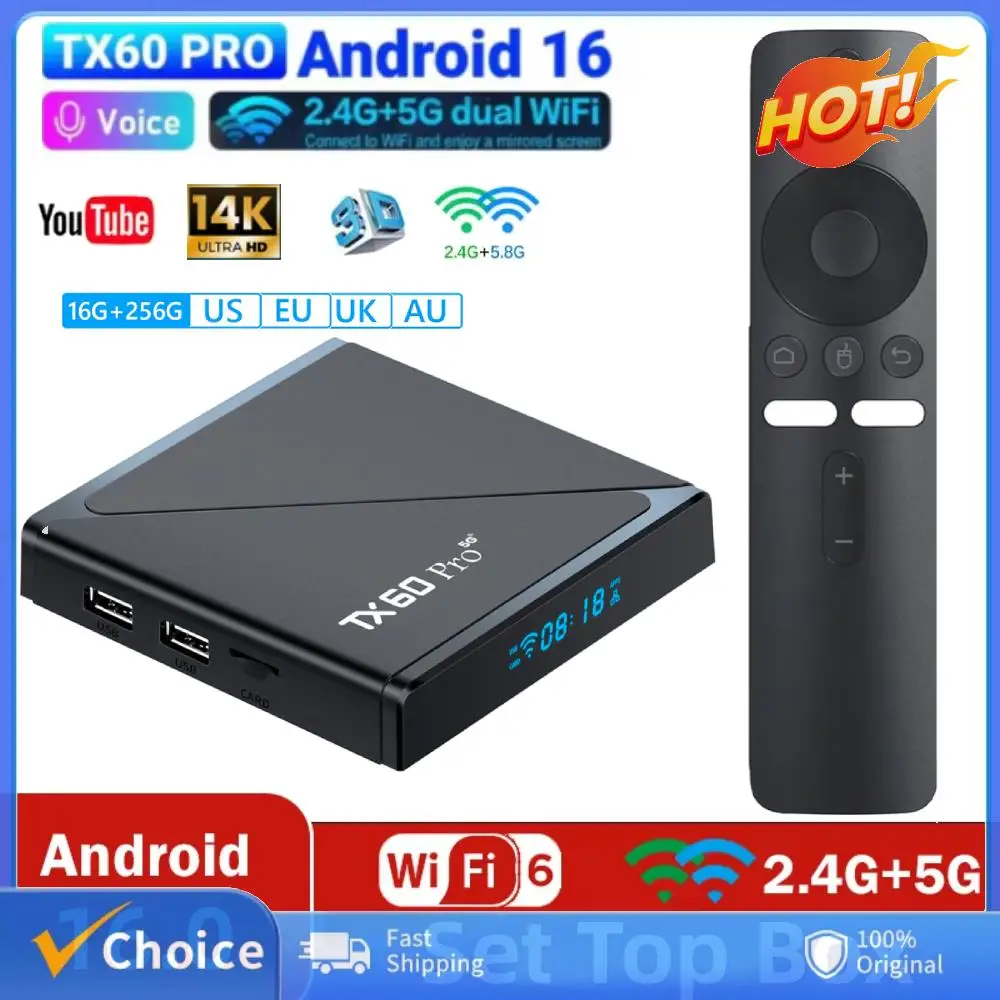 Android 16スマートTVボックス TX60 Pro 16GB 256GB メディアプレーヤー 14K 2.4G/5G デュアルWiFi ...