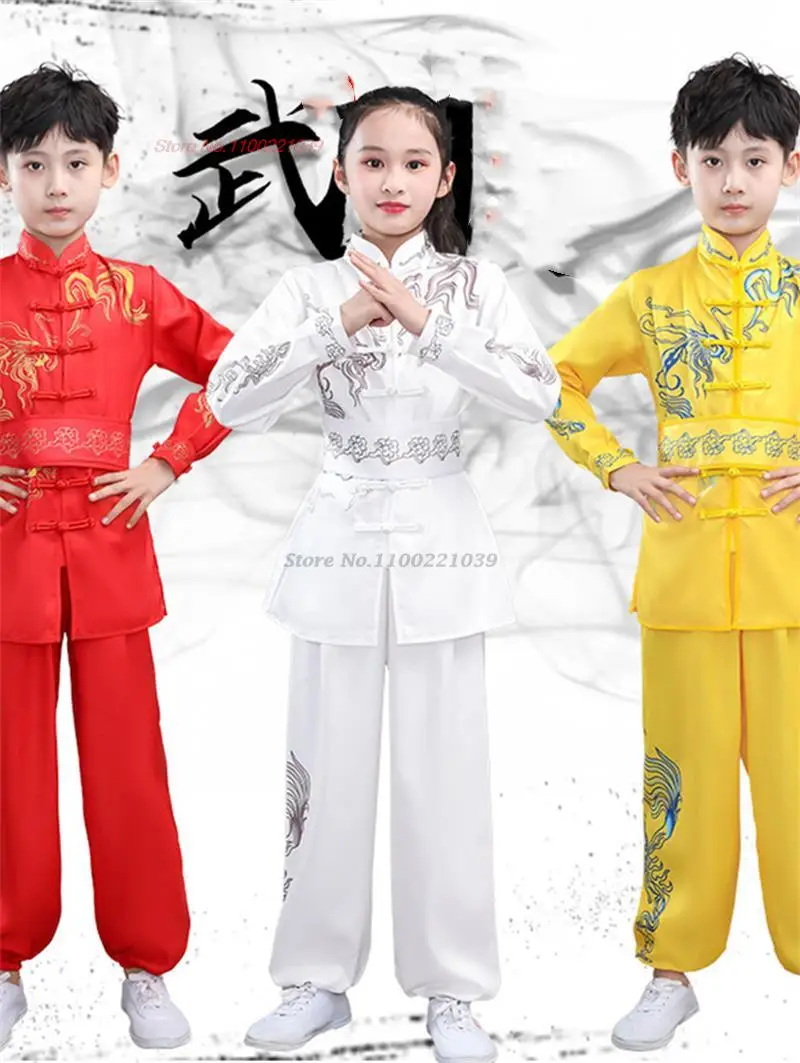 2023 chinese vintage wushu set dragon print uniforms wushu kung fu ...