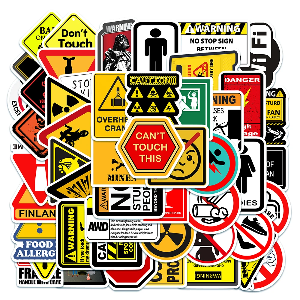 50pcs-Funny-Warning-Stickers-Danger-Banning-Sign-Viny-Decal-Car-Scooter ...