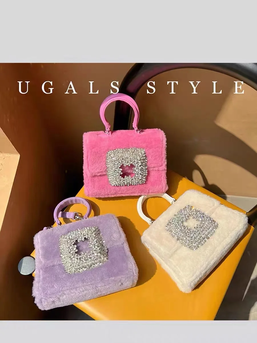 Fashion-Faux-Fur-Women-s-Handbag-Crystal-Shiny-Rhinestone-Diamond ...