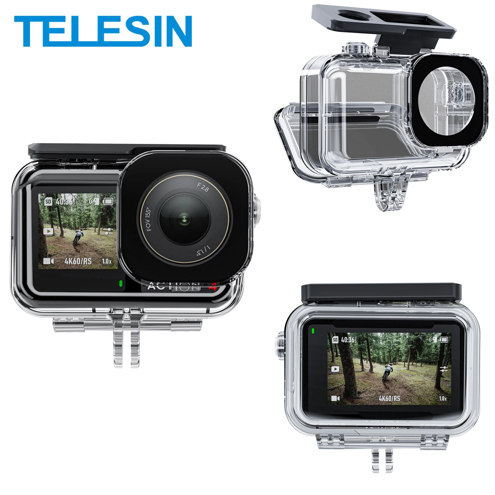 TELESIN-45M-Waterproof-Case-For-DJI-OSMO-Action-3-4-Underwater-Diving ...