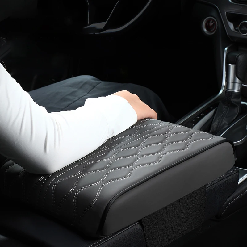 Car-Armrest-Box-Height-Pad-Water-Ripple-Leather-Memory-Foam-Height-Pad ...