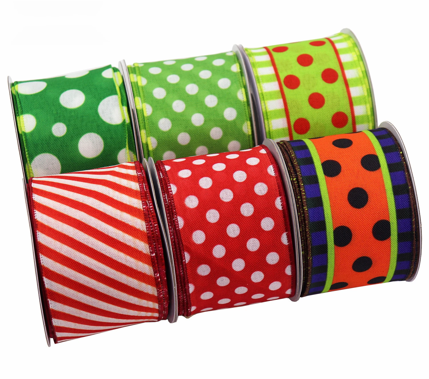 2 10 Yards/lot 63mm Imitation Hemp Wire Edge Ribbon Wide Dots Green Red ...