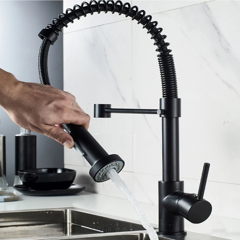 Deck-Mounted-Flexible-Kitchen-Faucet-Pull-Out-Mixer-Tap-Hot-Cold ...