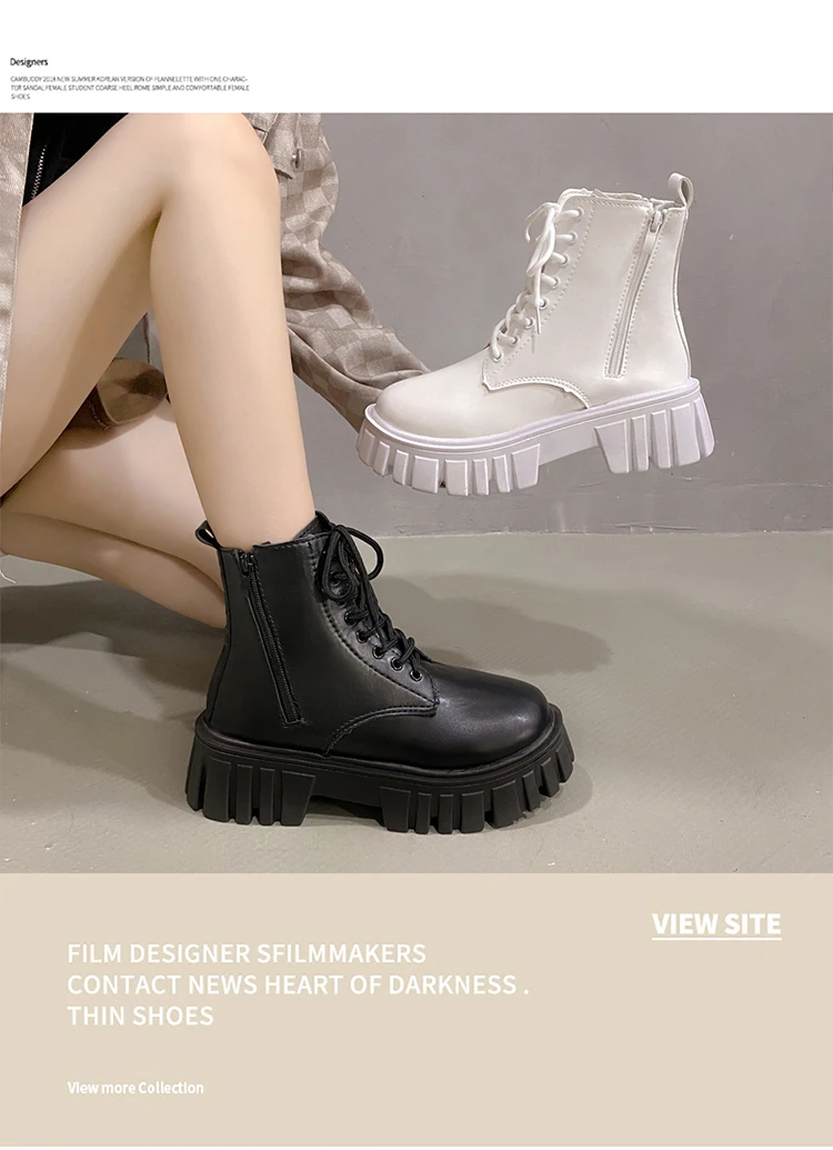 Botines-blancos-con-plataforma-y-cremallera-para-Mujer-botas-Punk-de ...