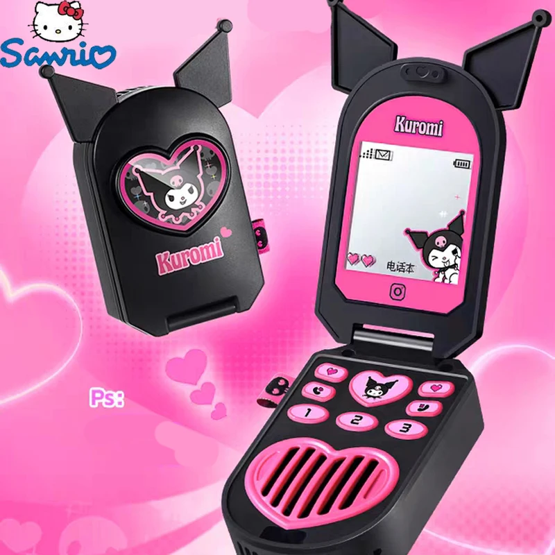 Sanrio Kuromi Flip Mobile Phone Fan Anime Cartoon Y2k Kuromi Figure ...
