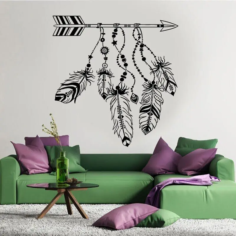 Vinyl-Wall-Decal-Arrow-Feather-Dream-Catcher-Protection-Amulet-Sticker ...
