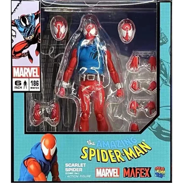 MAFEX-figuras de acción de Spiderman, 100% Original, MAFEX 186, SCARLET ...