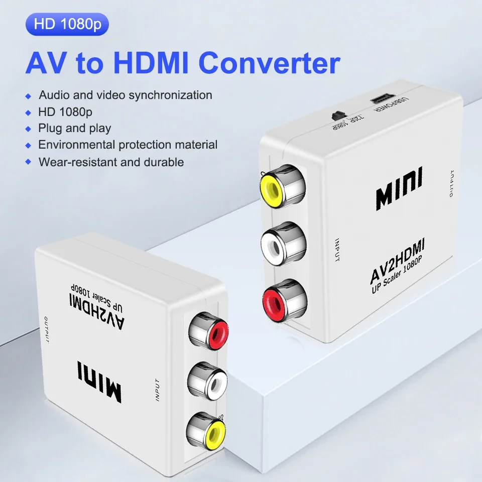 AV to HDMI converter digital HD to 3RCA audio and video cable red ...