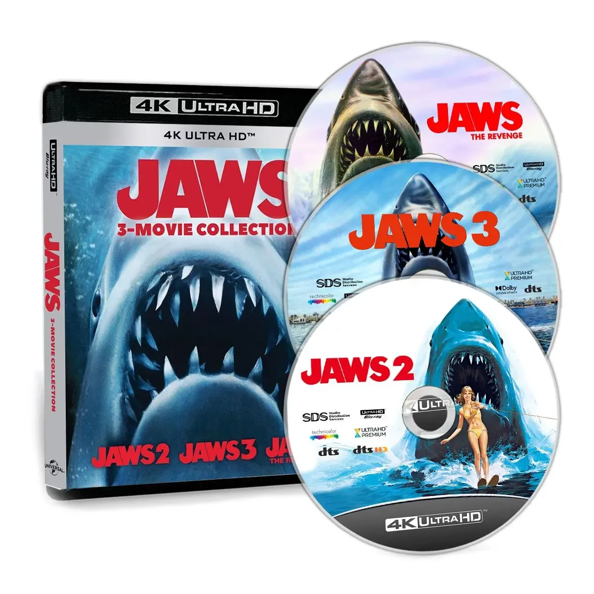 Jaws 2,3,4 (1978-1987) 4K UHD PS5 Compatible XSX BD Movie Blu-ray Disc ...