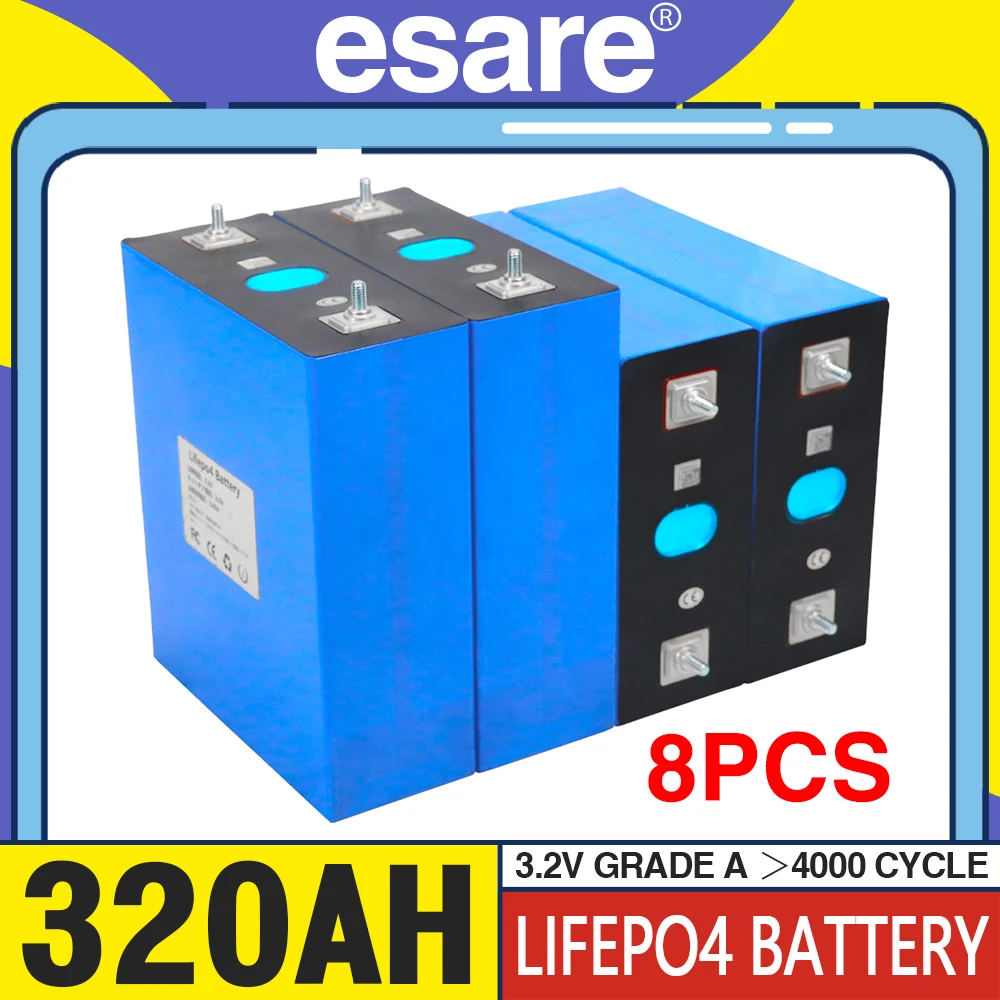 New-8PCS-3-2V-320Ah-Lifepo4-Lithium-Iron-Phosphate-Battery-DIY-12V-24V ...