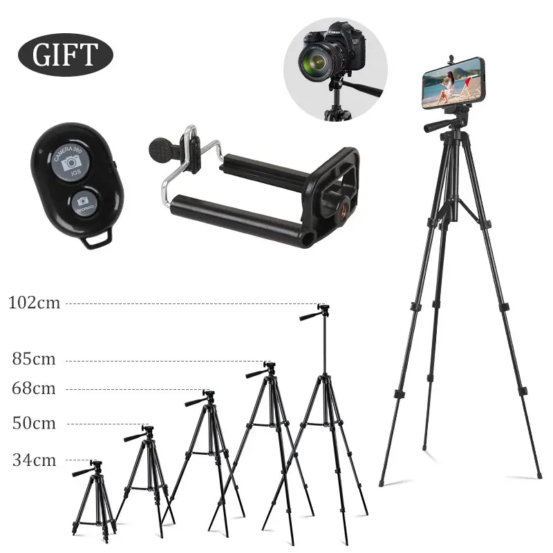 Black/Silver Tripod For Phone Lightweight Aluminum Tripod Stand With ...
