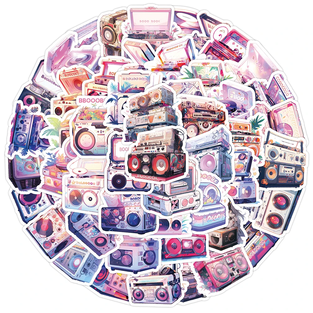 10-30-50pcs-INS-Style-Music-Radio-Stickers-Aesthetic-Cartoon-Decals ...