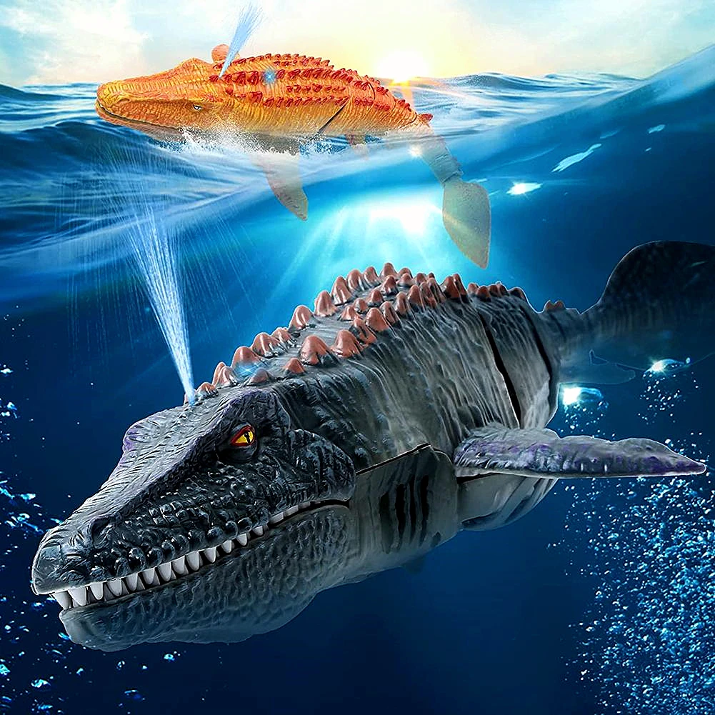Remote-Control-Mosasaur-Underwater-Toy-Boat-Light-Spray-Dinosaur ...