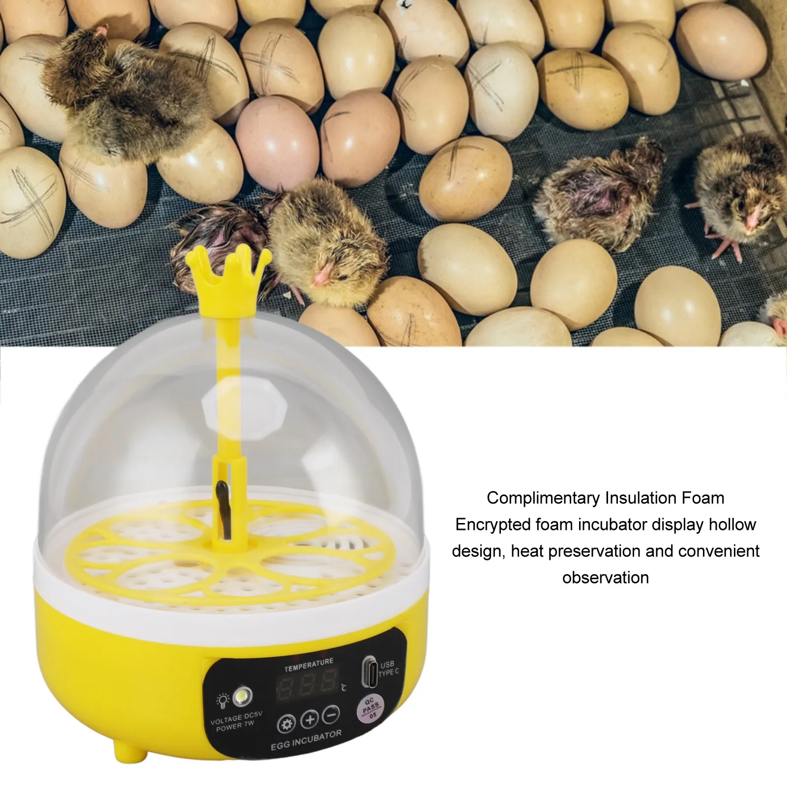 Egg Incubator Automatic Temperature Humidity Control Portable Noiseless ...