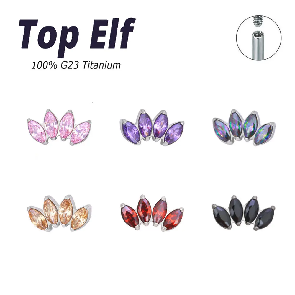 G23/ASTM F136 Titanium 4 CZ Blaze Set Tops G23 Titanium Internally ...