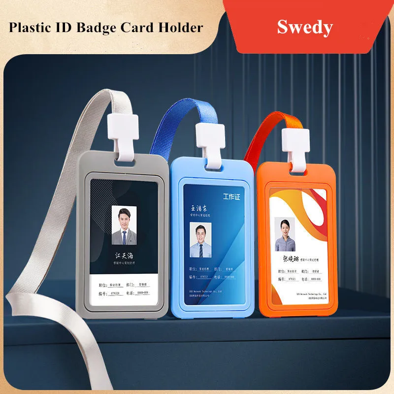 Plastic-Staff-Work-ID-Card-Cover-Sleeve-Lanyard-ID-Card-Badge-Holder ...