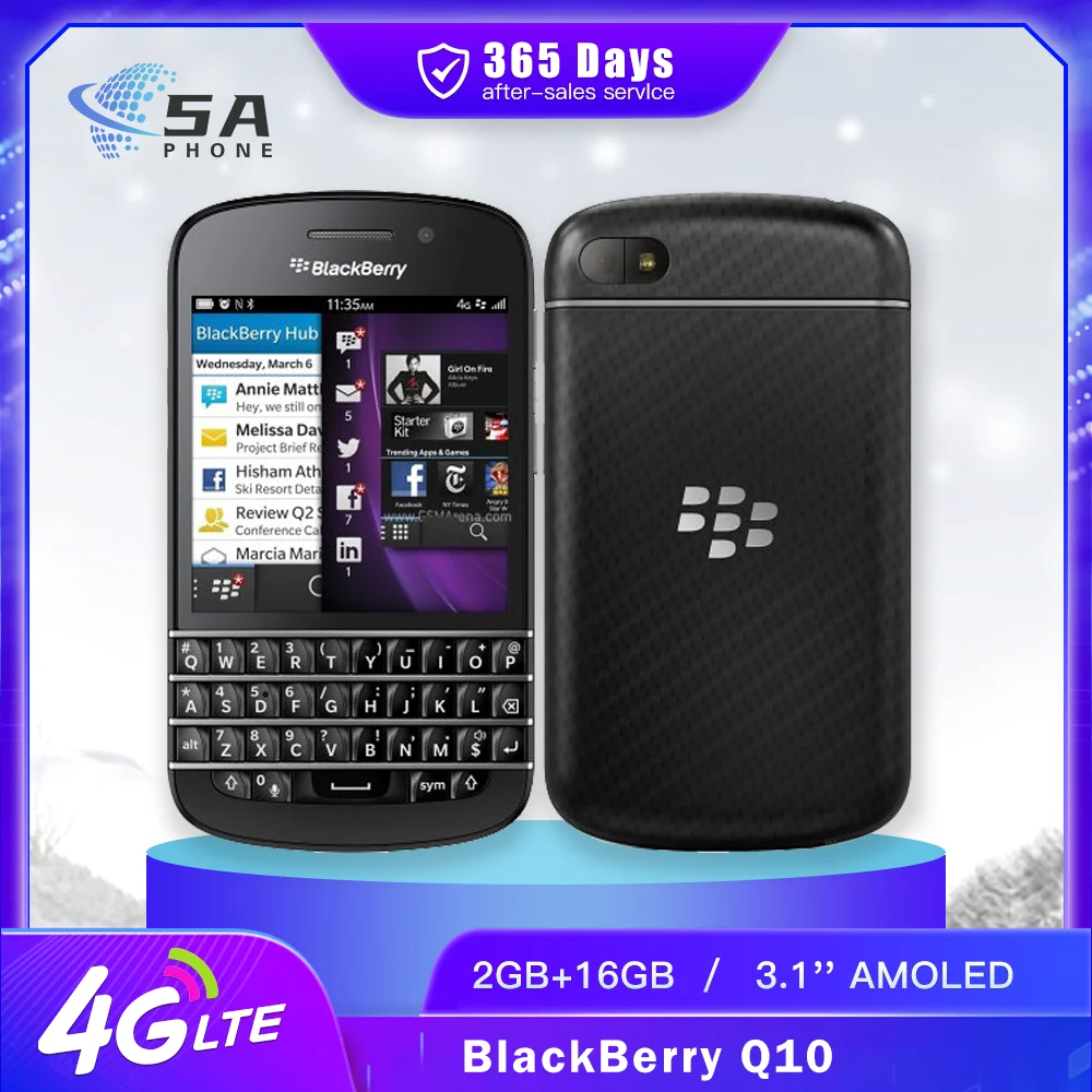 Original Blackberry Q10 4G LTE Mobile Phone 2GB+16GB 3.1" 8MP+2MP 1080p ...