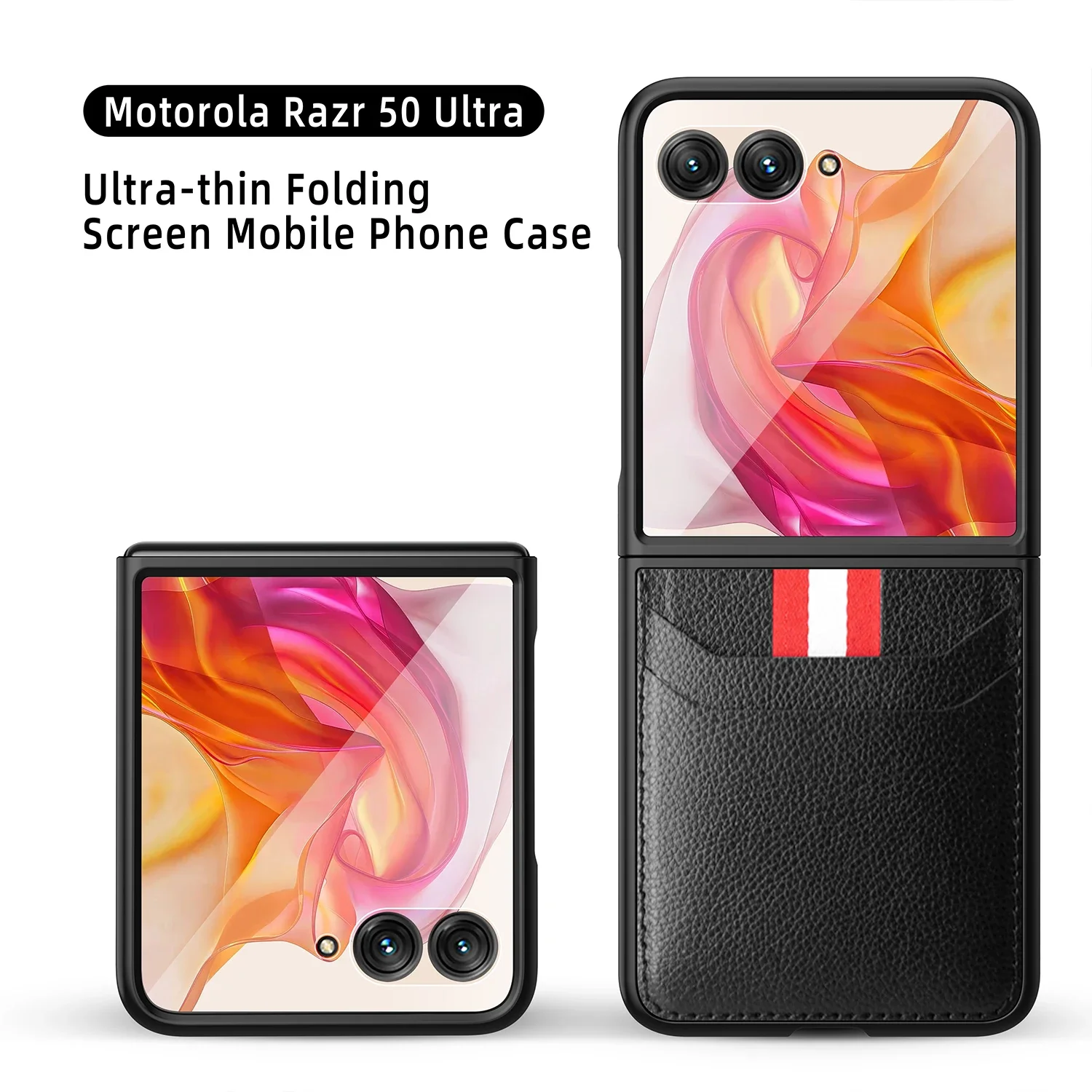 For-Motorola-Razr-50-Ultra-Case-Luxury-Matte-PU-Leather-Card-Pocket ...