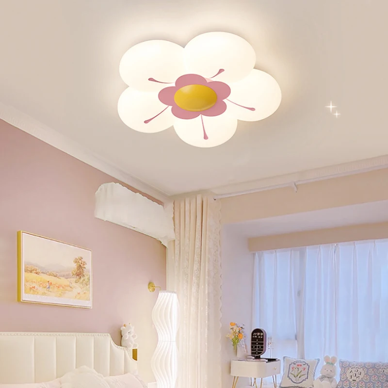 Romantic-Warm-Little-Girl-Bedroom-Ceiling-Lamps-Pink-Flower-Stamens ...