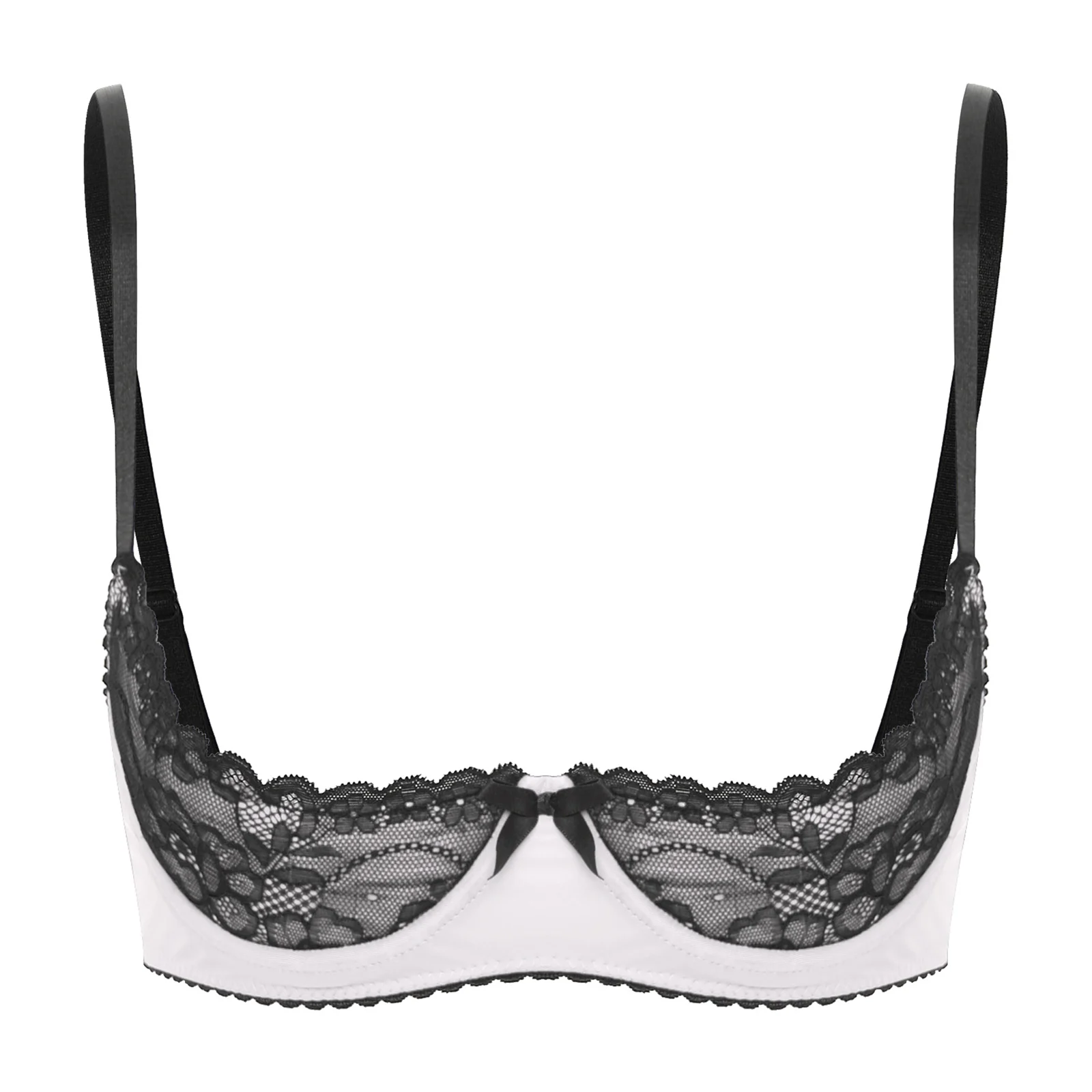 Women-Lace-Half-Cup-Bra-Underwired-Open-Nipple-Push-Up-Cupless-Exposed ...