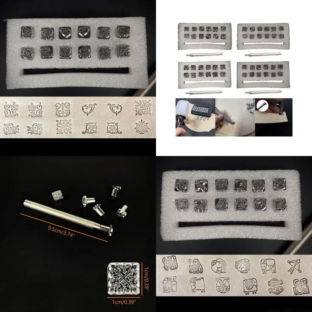 QX2E 12 Constellation-Stamp Tools Set 12 Chinese Zodiac Leather Stamps ...