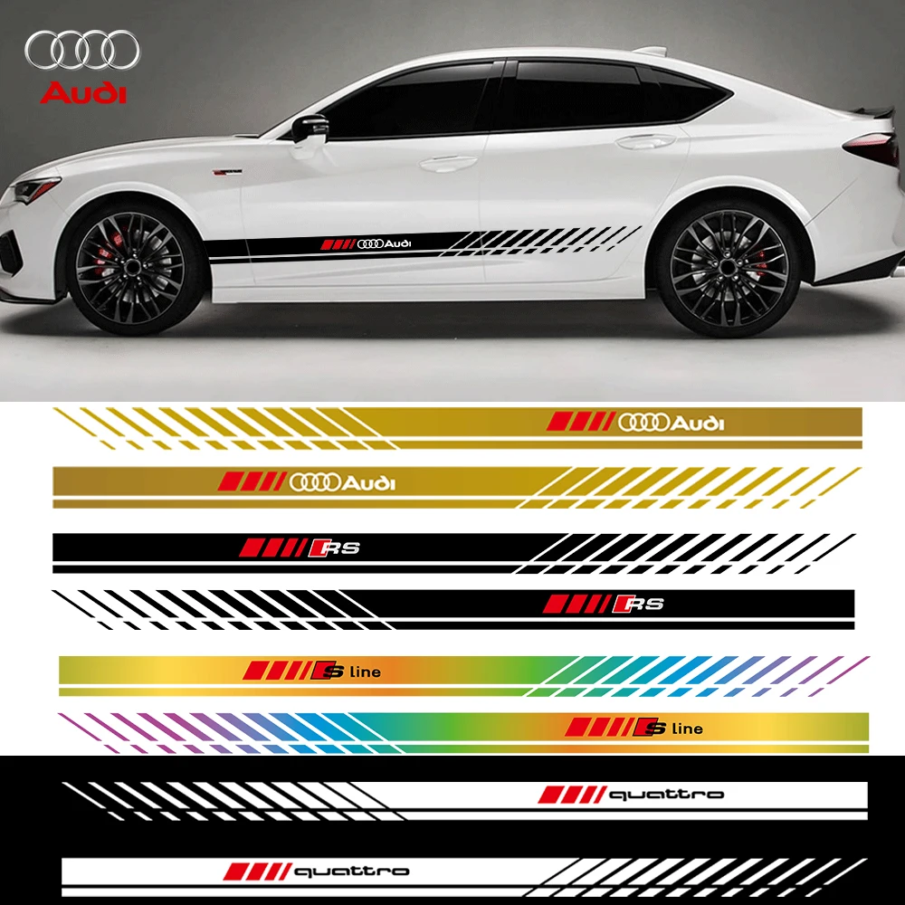 2PCS-Car-Side-Skirt-Sticker-DIY-Long-Stripe-Auto-Vinyl-Body-Decoration ...