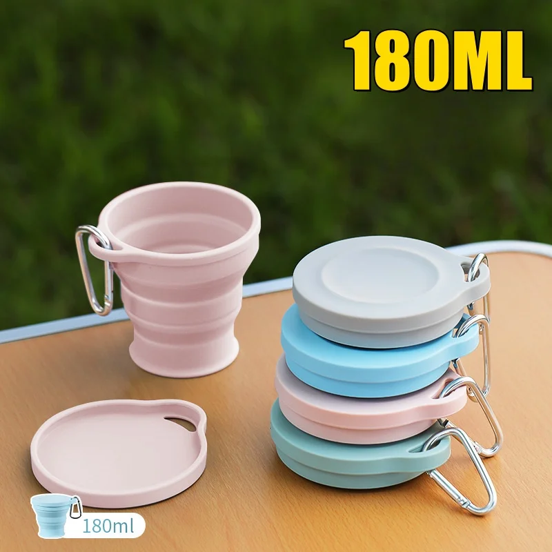 180ml Folding Cup Mini Retractable Cup Silicone Portable Teacup Outdoor ...