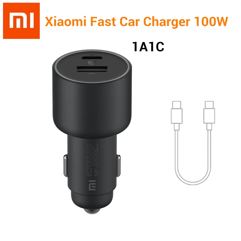 Xiaomi Mi Car Charger 100W MAX 1A1C Fast Charging Dual port USB A USB C ...
