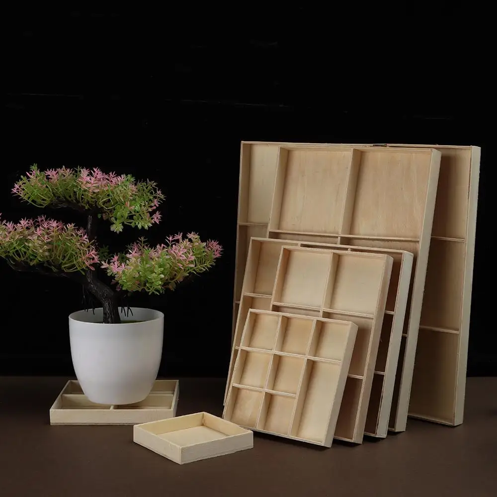 Storage-Wooden-Box-Flowerpot-Wood-Tray-Desktop-Organizer-Bonsai-Holder ...