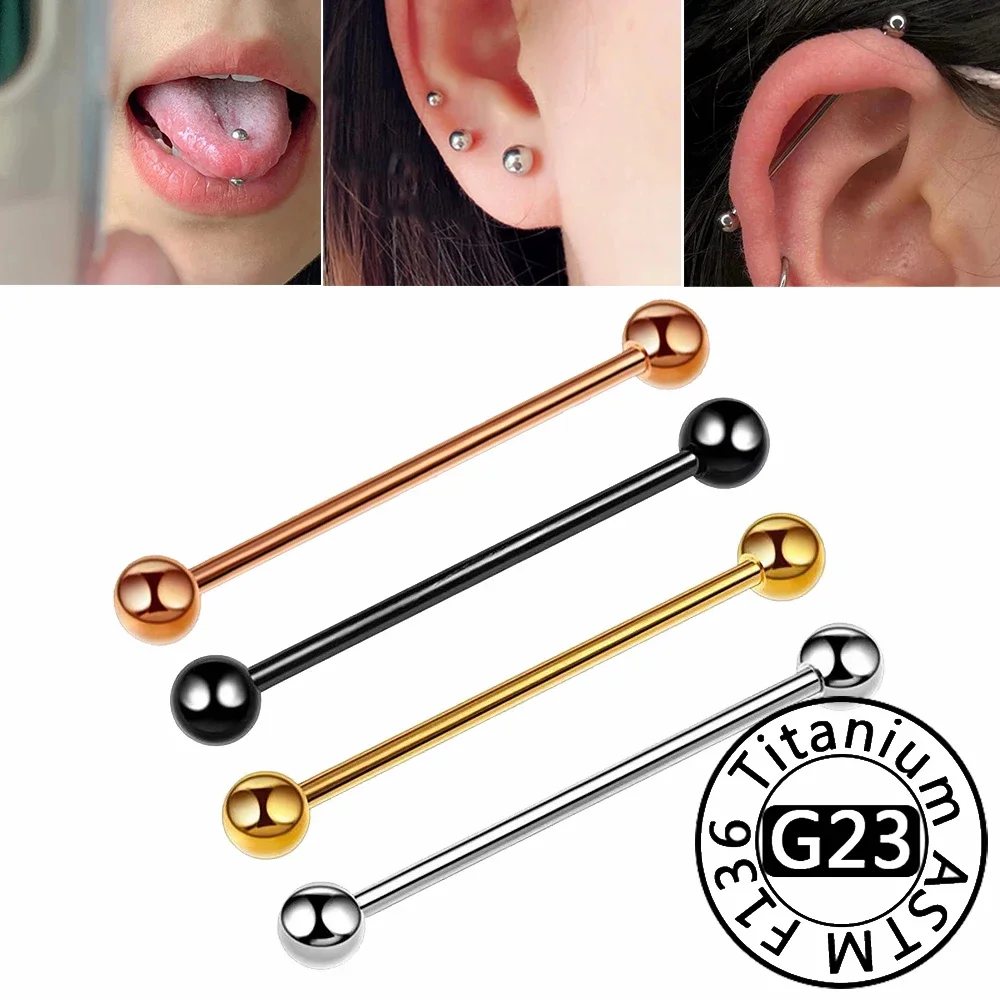 ASTM F136 titane Piercing haltère boules langue anneau lèvre mamelon ...