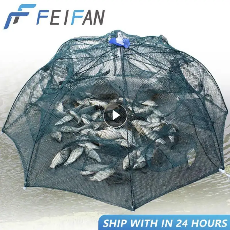 4-20-Hole-Umbrella-Fishing-Net-Fish-Umbrella-Cage-Automatic-Folding ...