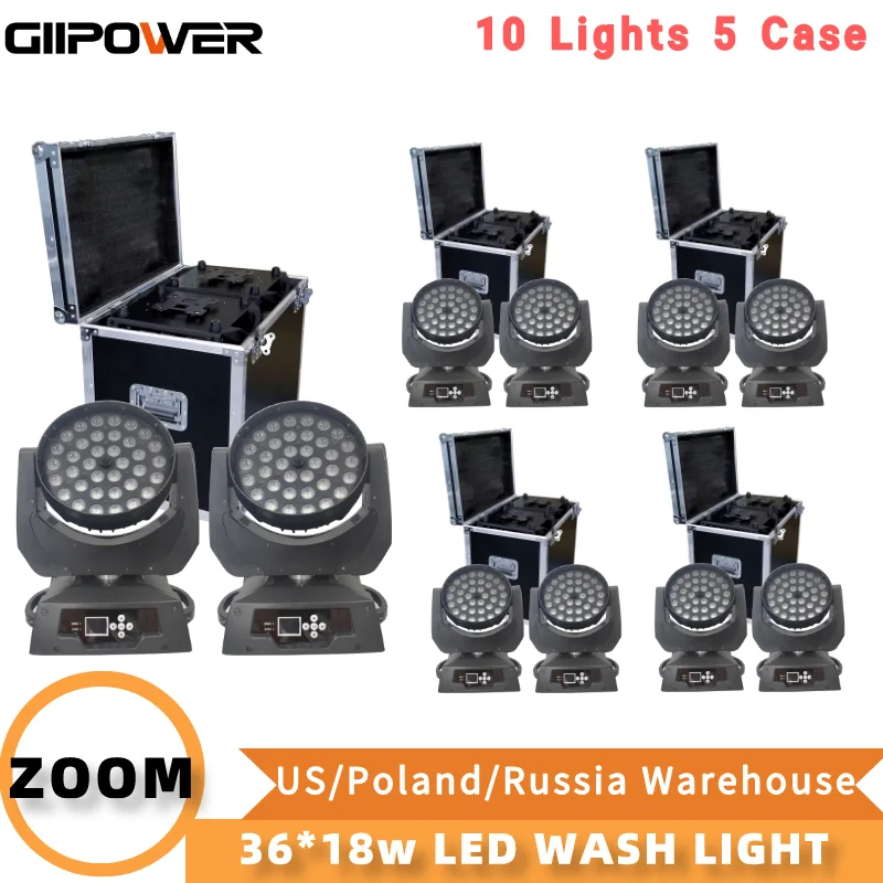 1-10pcs-LED-Wash-Zoom-36x18w-6in1-Wash-Moving-Head-Light-flightcase ...