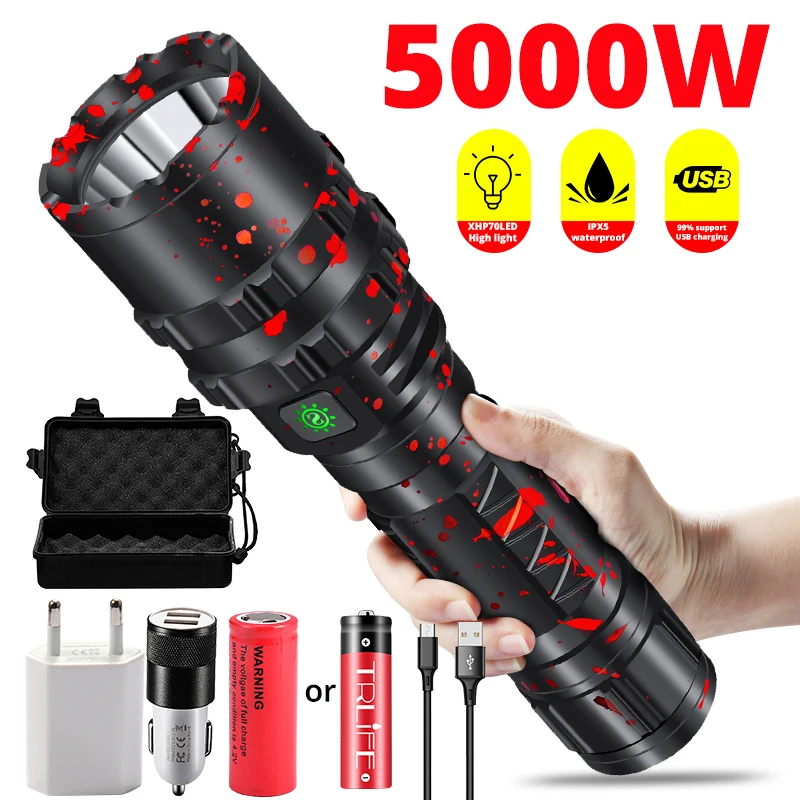 8800000LM-800w-Powerful-LED-Flashlight-XHP220-Tactical-Military-Torch ...