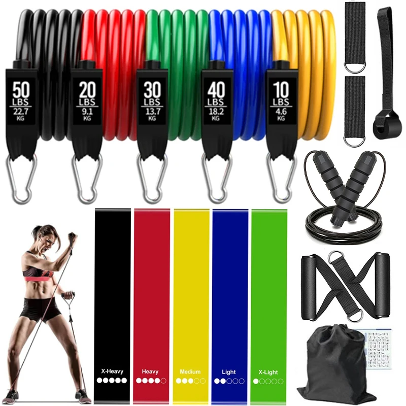 150LBS-Fitness-Resistance-Bands-Set-Yoga-Elastic-Exercise-Bands-Women ...