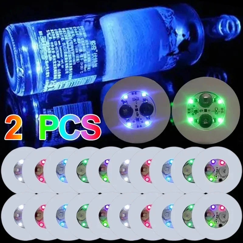 LED Coaster Sticker Battery Powered Luminous Drinking Glass Cup Pads ...