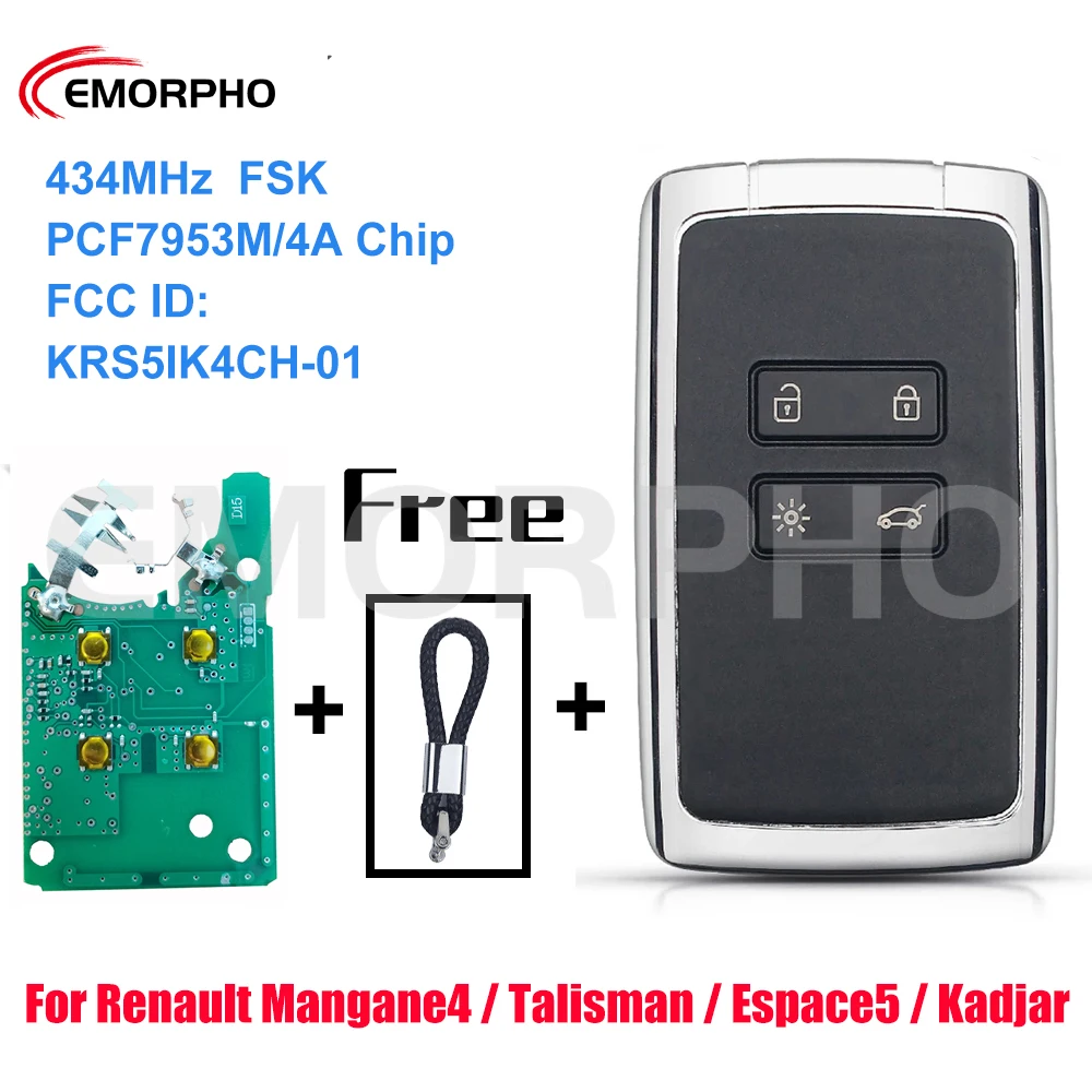 Emorpho Kr5ik4ch-01 Keyless Smart Key 434mhz Pcf7953m 4a Chip For 2016 ...
