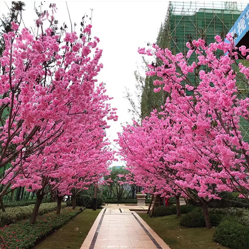 3 pieces 110cm artificial cherry tree pink cherry tree branch silk ...