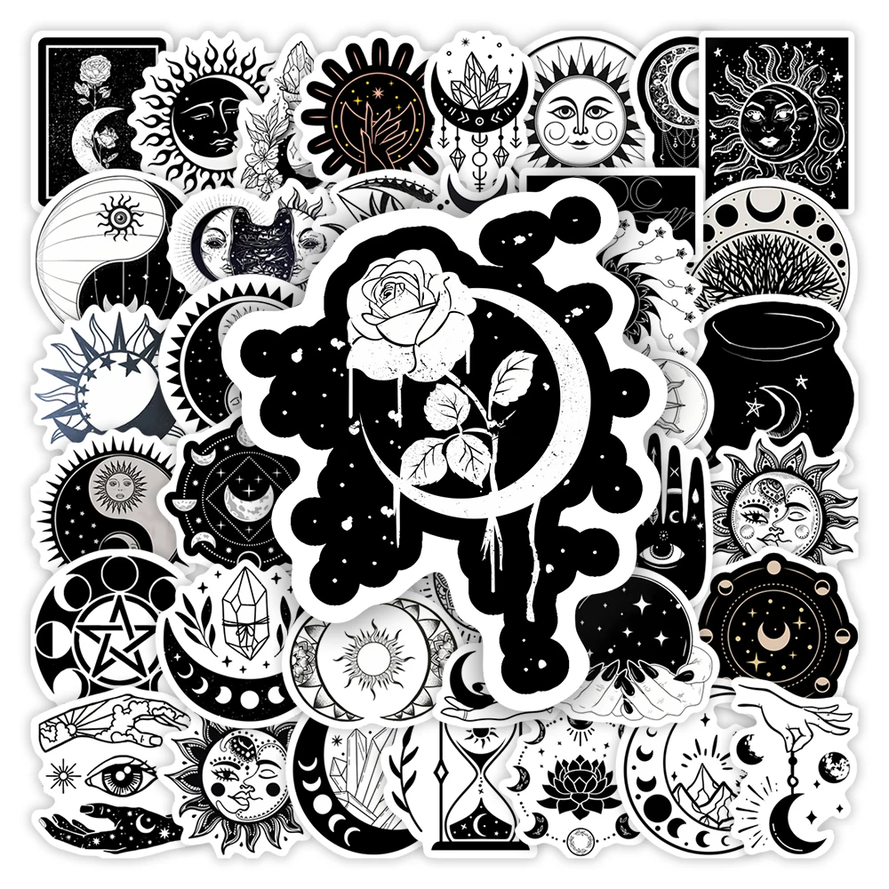Fantasy Gothic Moon Stickers DIY Black Kids Toys Gift Decorative Decal ...